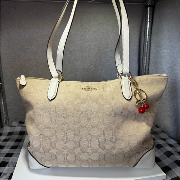 Coach | Bags | Coach Cream Classic Tote Bag With Monogram | Poshmark